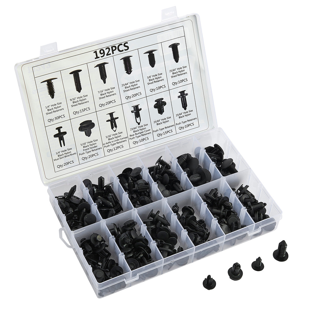 Stark USA 192PCS Retainer Clips Fasteners Push Trim Clips Pin Rivet Bu ...