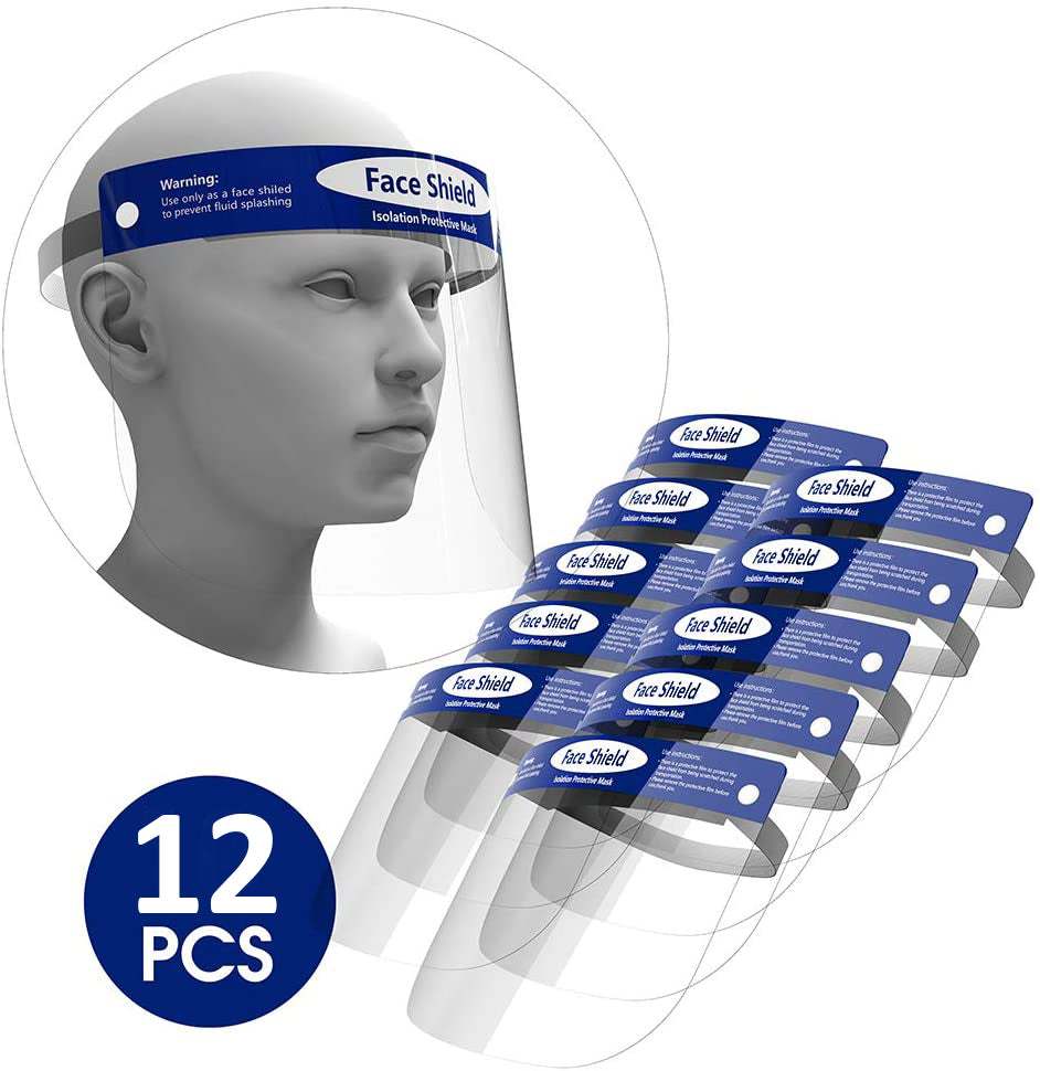 12-pcs Face Shield Screen Safety Protective Eye Splash Proof Full Head ...