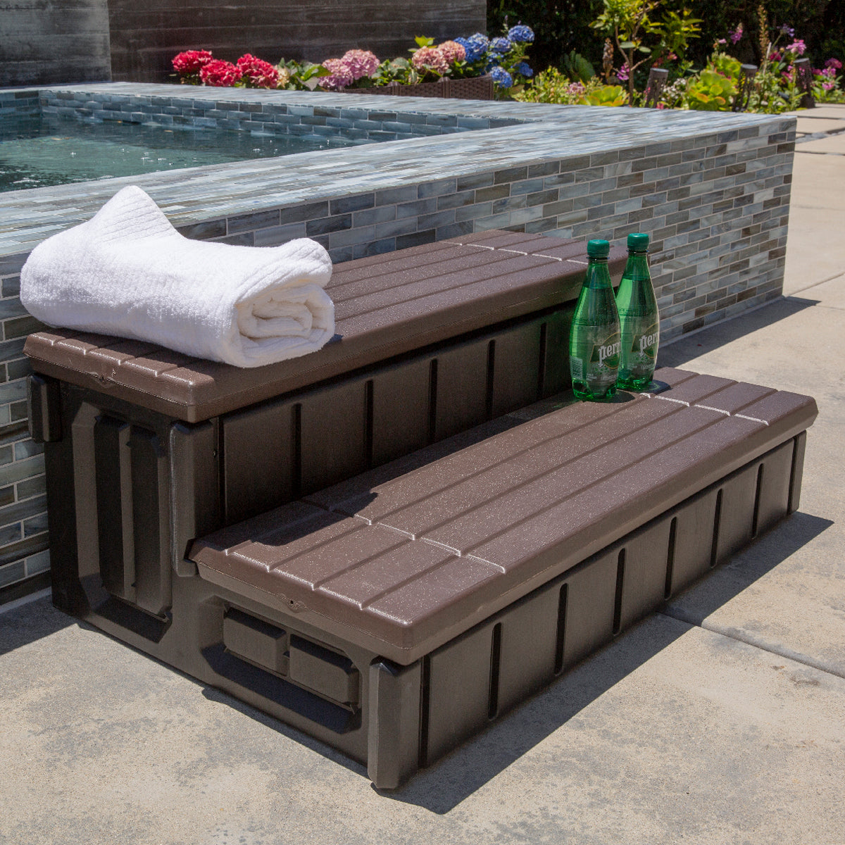XtremepowerUS 36 Inch Universal Resin Spa and Hot Tub Steps with Stora
