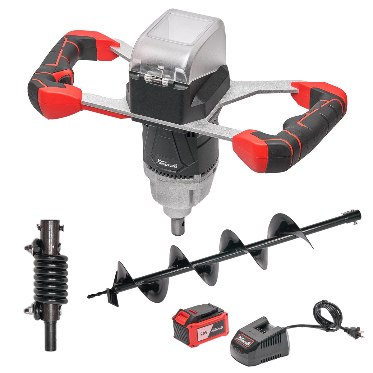 XtremepowerUS 20V Brushless Cordless Earth Auger 6" Bit 4.0 Ah Battery