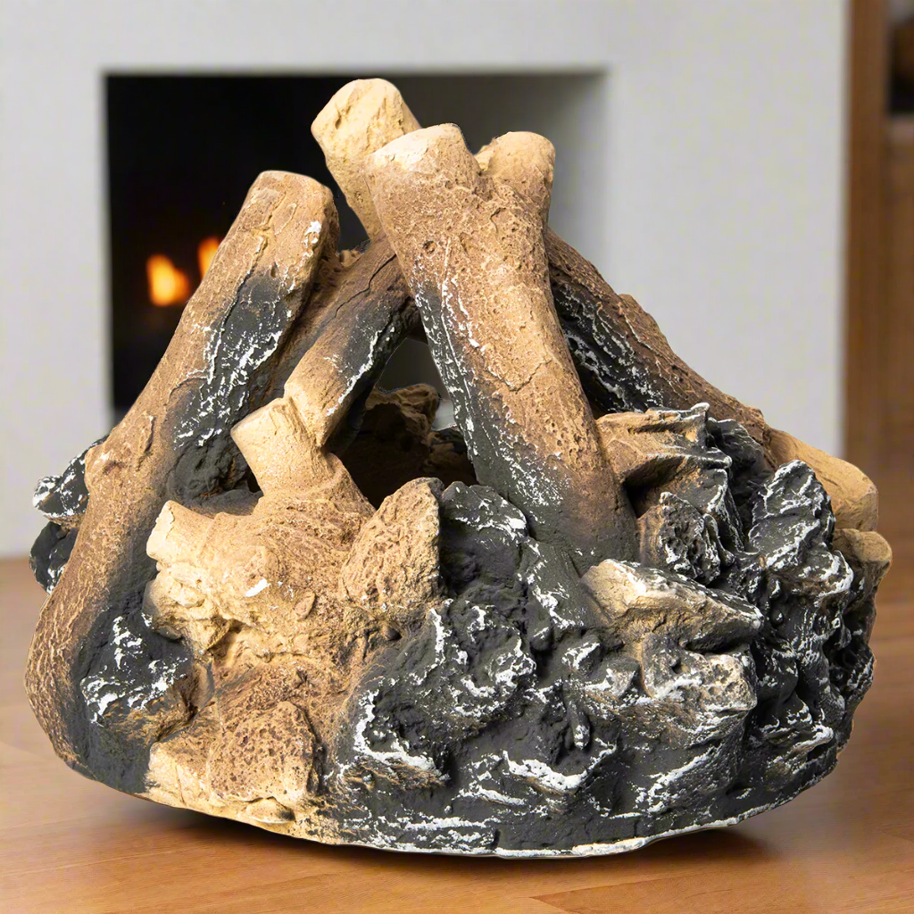 Barton Bonfire Logs Decorative Realistic Flame Large Ceramic Firepit F ...